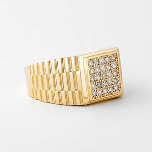 Men's Square Diamond Ring Gold 10k, Men's Big Ring, Men's Jewelry - Etsy