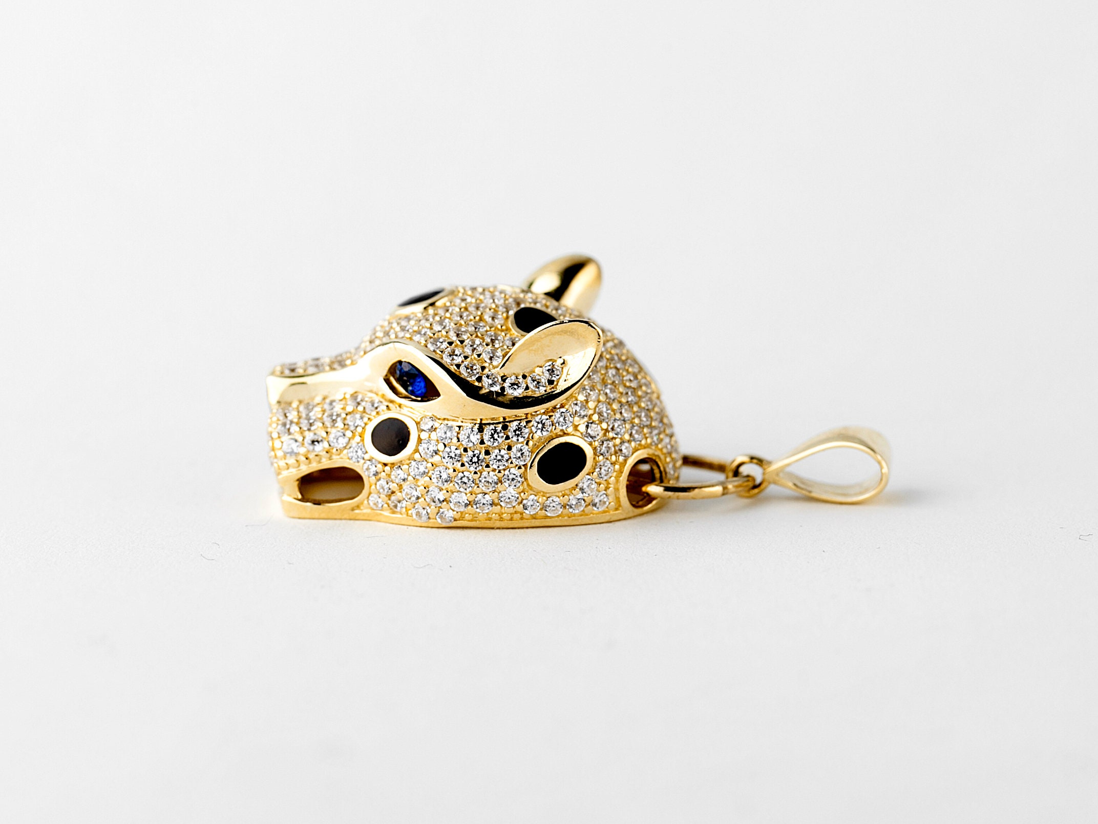 Panther Pendant Gold 10k Diamond Panther Yellow Gold - Etsy