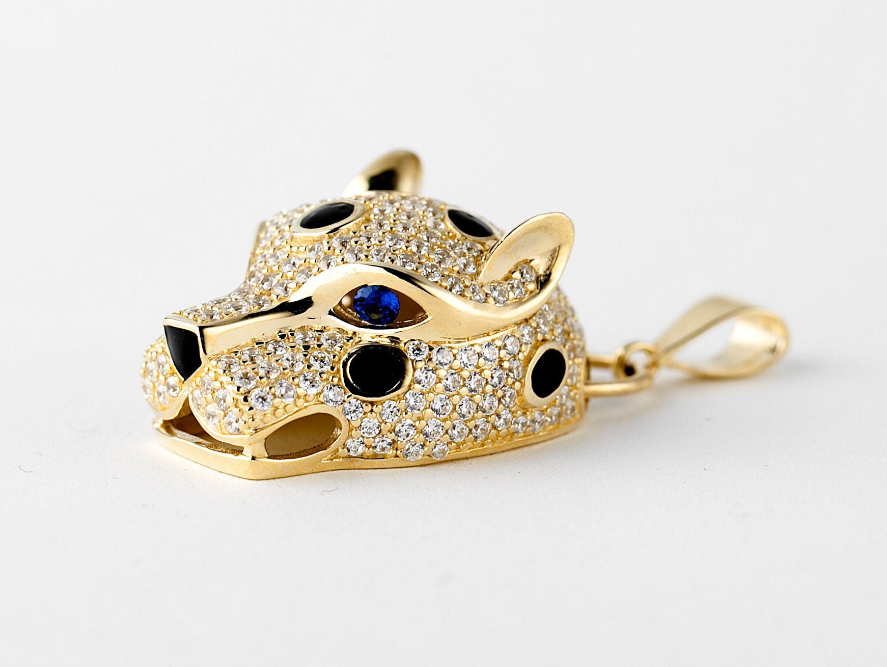 Panther Pendant Gold 10k Diamond Panther Yellow Gold - Etsy