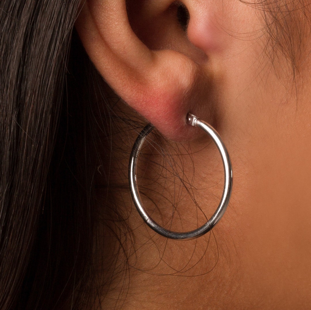 Simple Thin Round Hoop Earrings, Big Earrings, 10k Yellow Gold, 10k ...