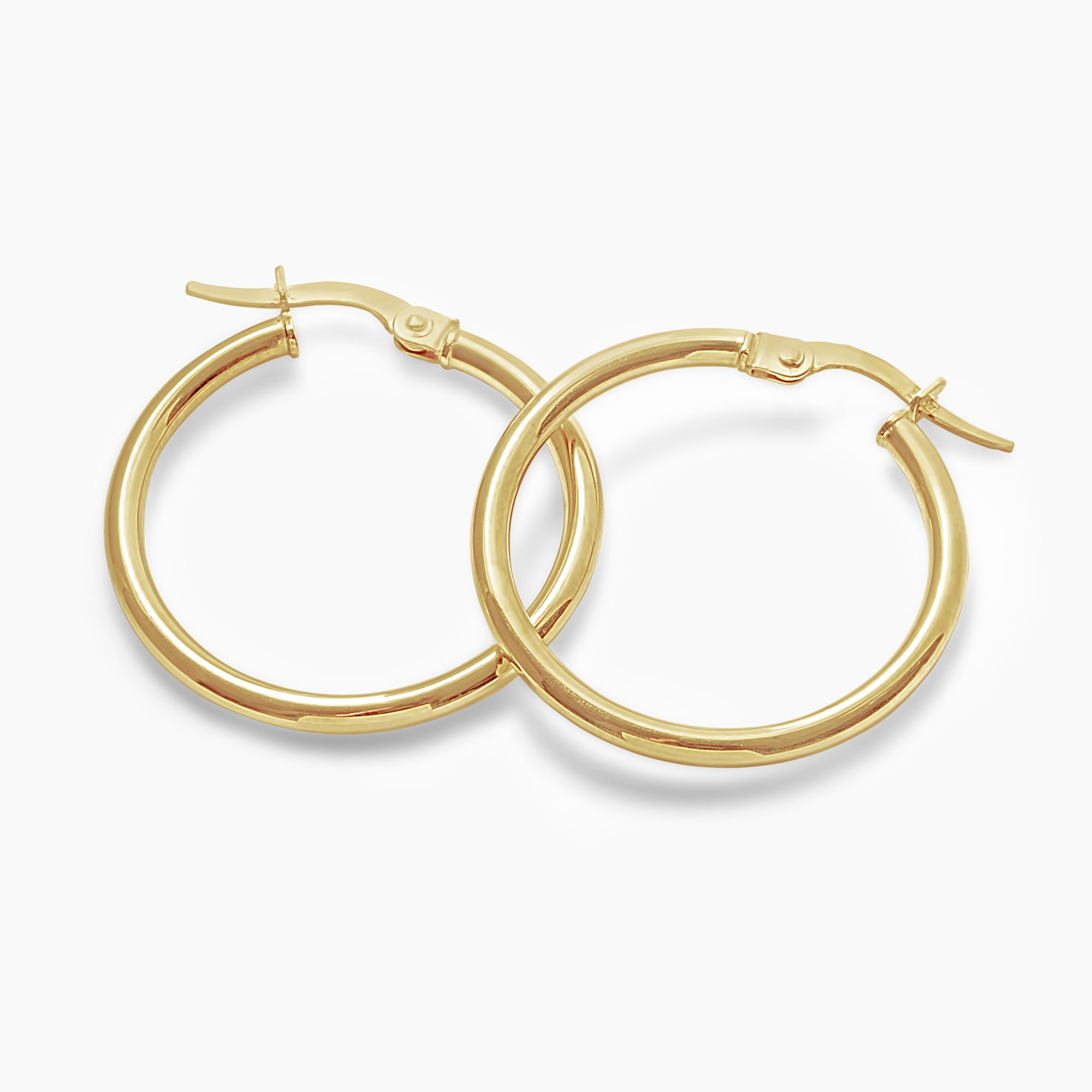 Simple Thin Round Hoop Earrings, Big Earrings, 10k Yellow Gold, 10k ...