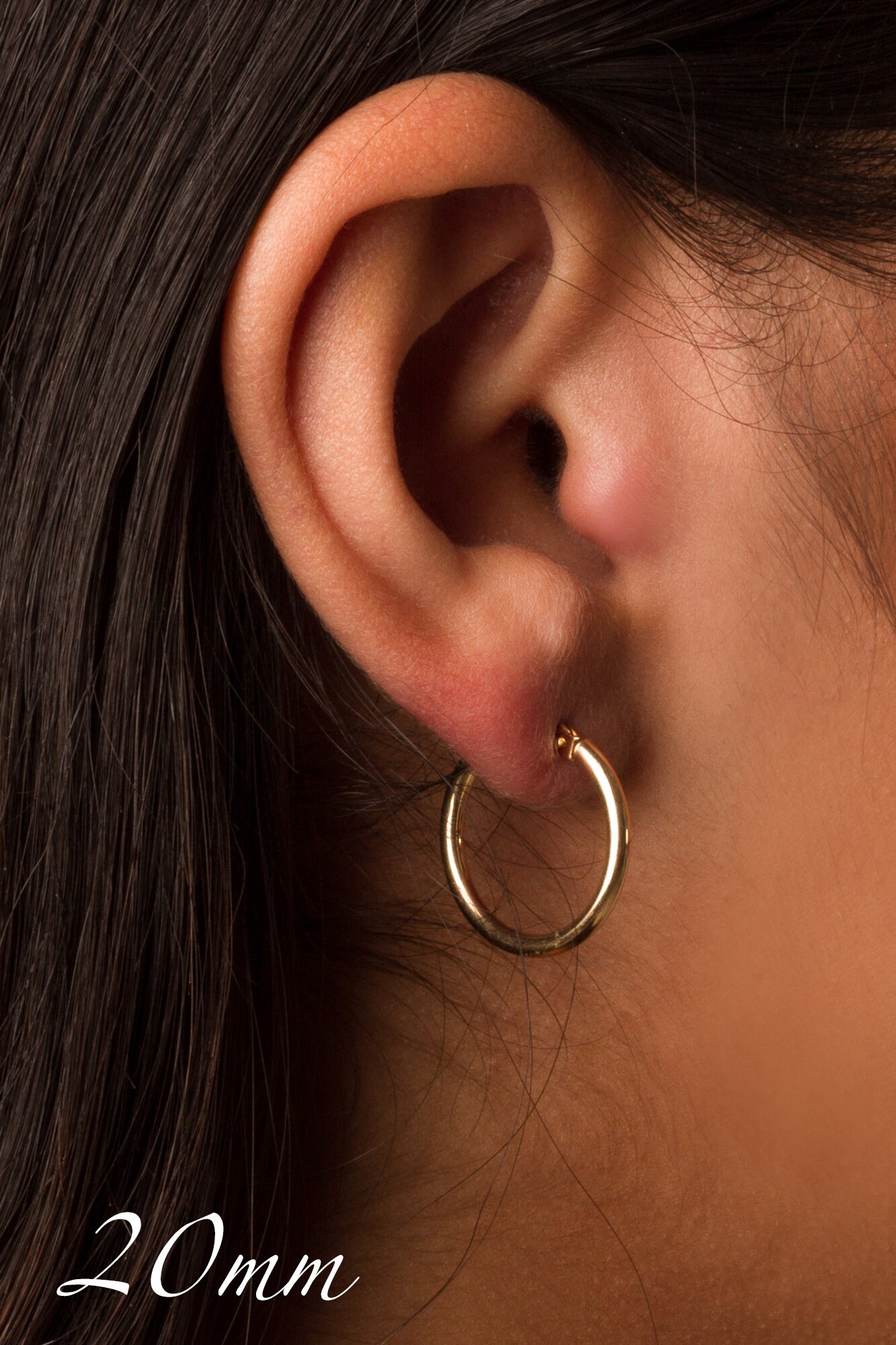 Simple Thin Round Hoop Earrings Big Earrings 10k Yellow | Etsy