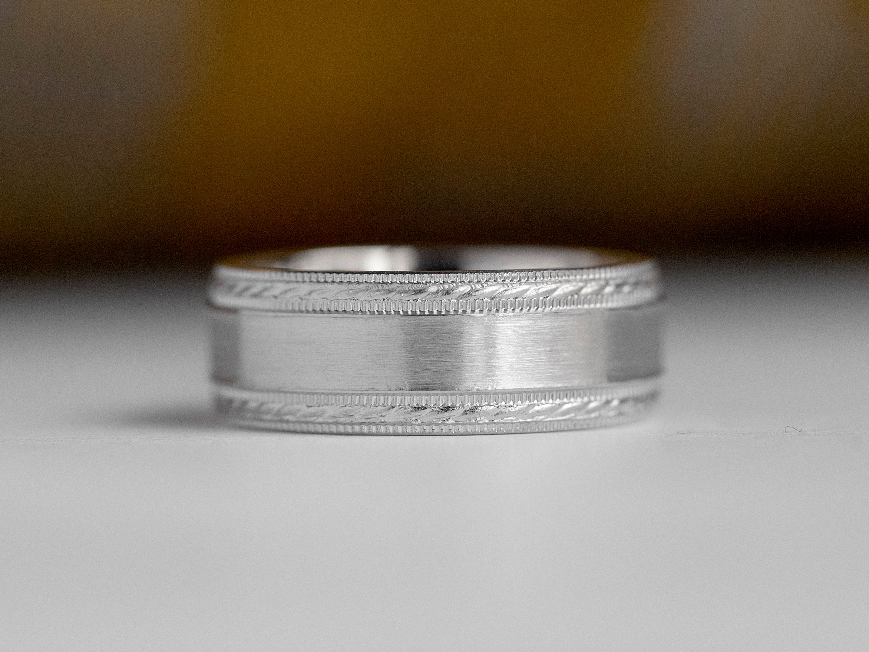 Mens Wedding Band Solid Silver, 8mm Carved Wedding Band, Filigree Ring ...