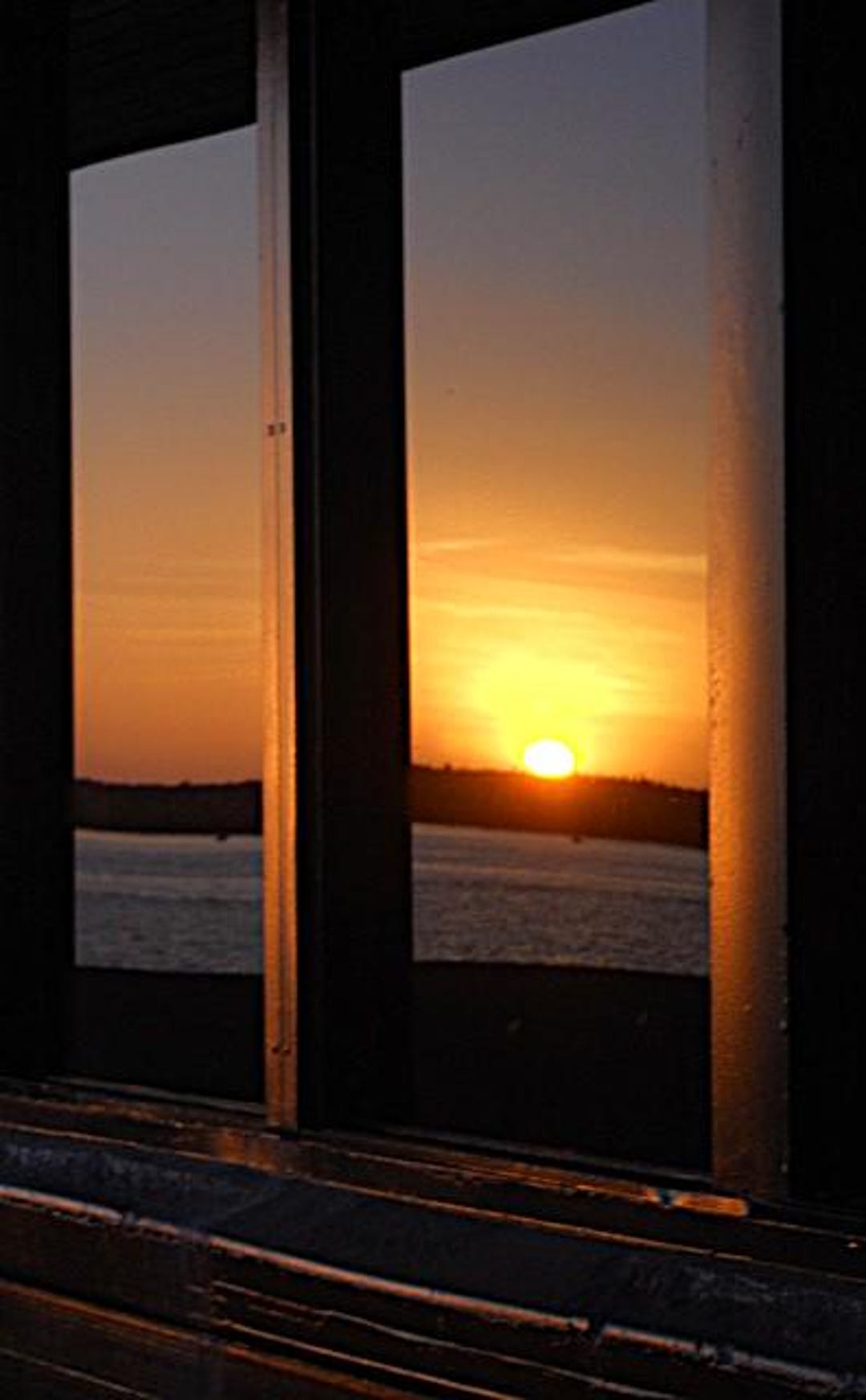 Wooden Window Reflecting Ocean Sunset – Coastal Reflection Photography ...