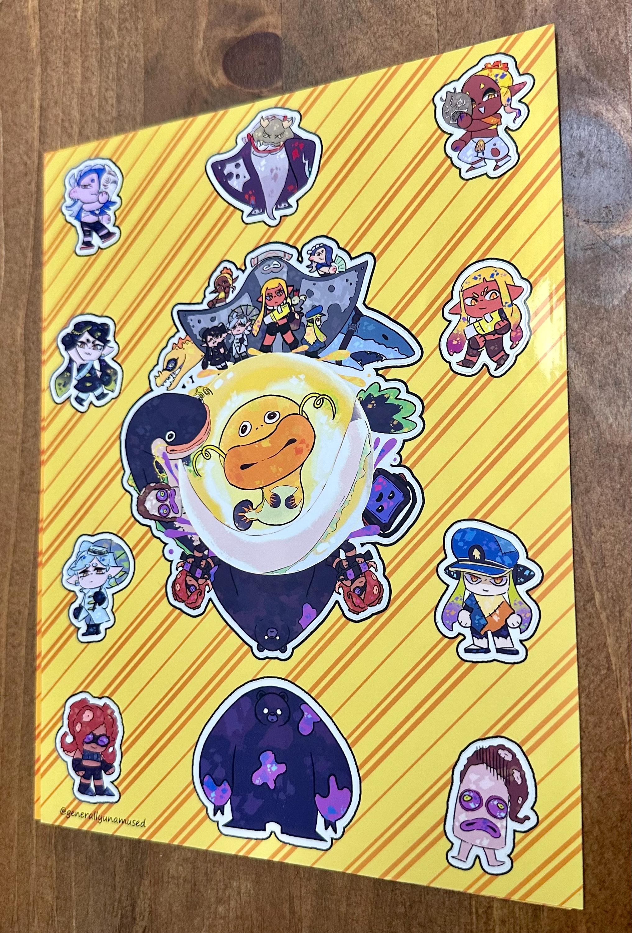 Splatoon Characters Sticker Sheet – Inkling Octoling Gamer Vinyl Decals ...