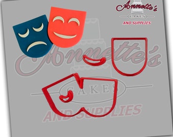 Comedy and Tragedy Drama Masks Two Piece Set Cookie and Fondant Cutters ...