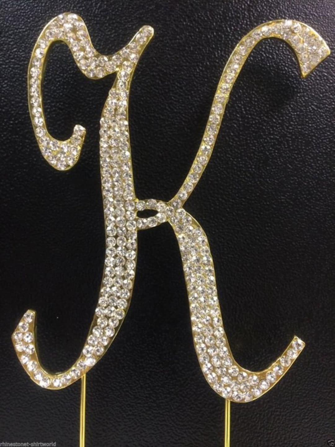 Gold Rhinestone Monogram Letter Cake Topper, - Etsy