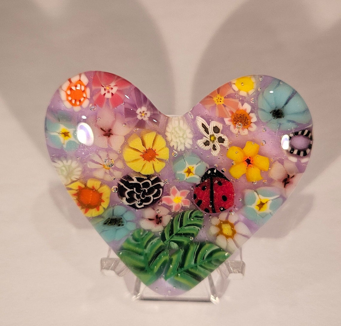 Fused Glass Pocket Heart Hug Including Stand - Etsy