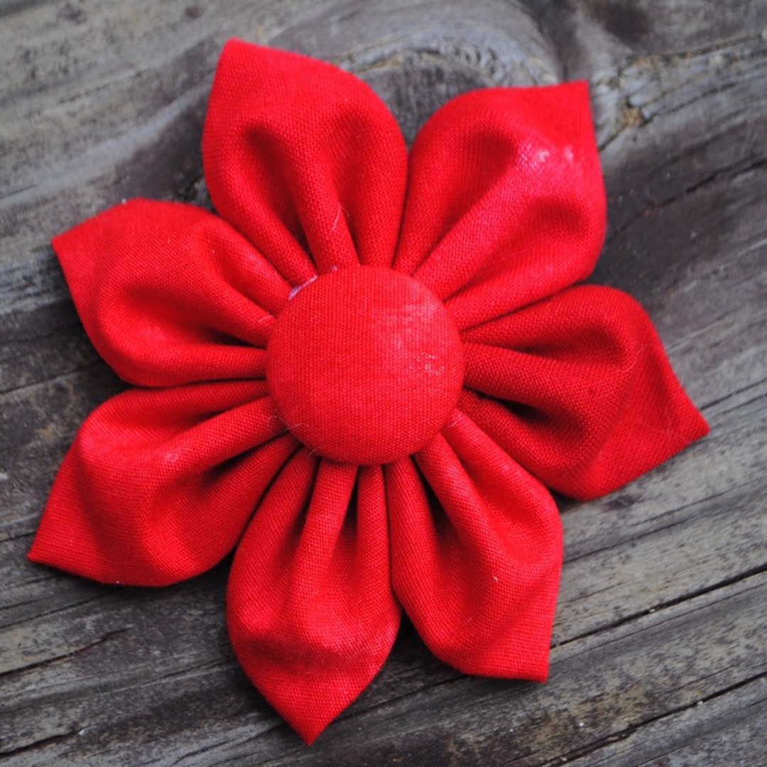 Red Flower Clip, Flower Hair Clip, Flower Hair Accessories, Hair Flower ...