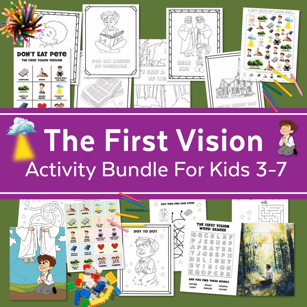 First Vision Activity Bundle: LDS Games & Printables (ages 3-7) (PDF ...