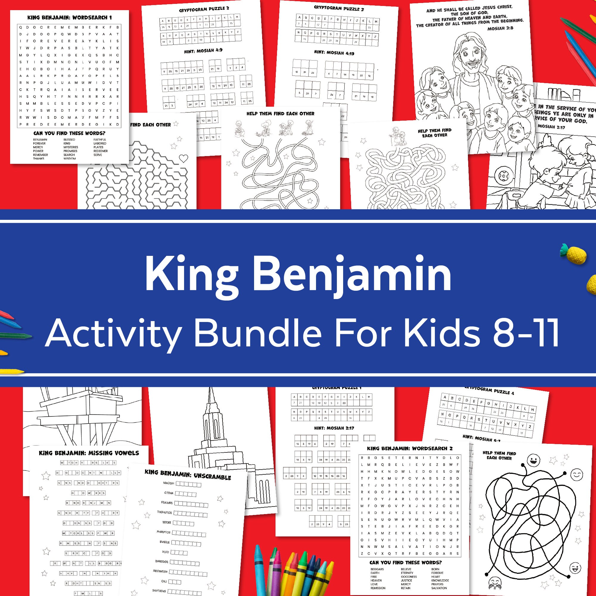 King Benjamin Book of Mormon Activity Bundle for Kids 8-11 LDS Come ...