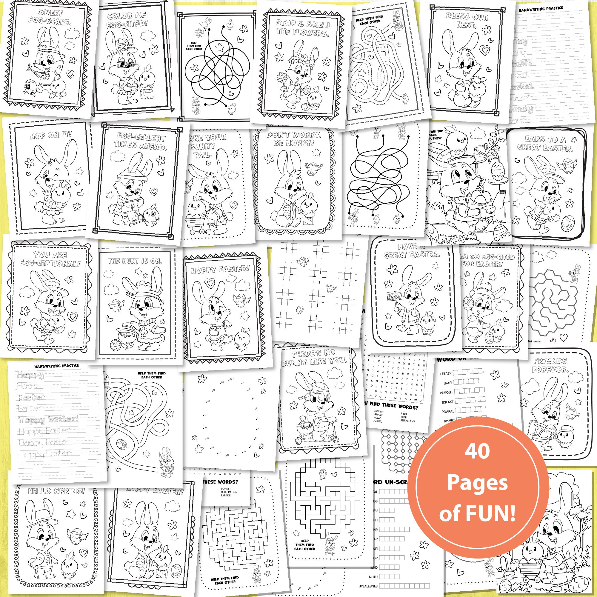 Easter Activity Bundle: Coloring Pages, Mazes, Word Games (instant ...