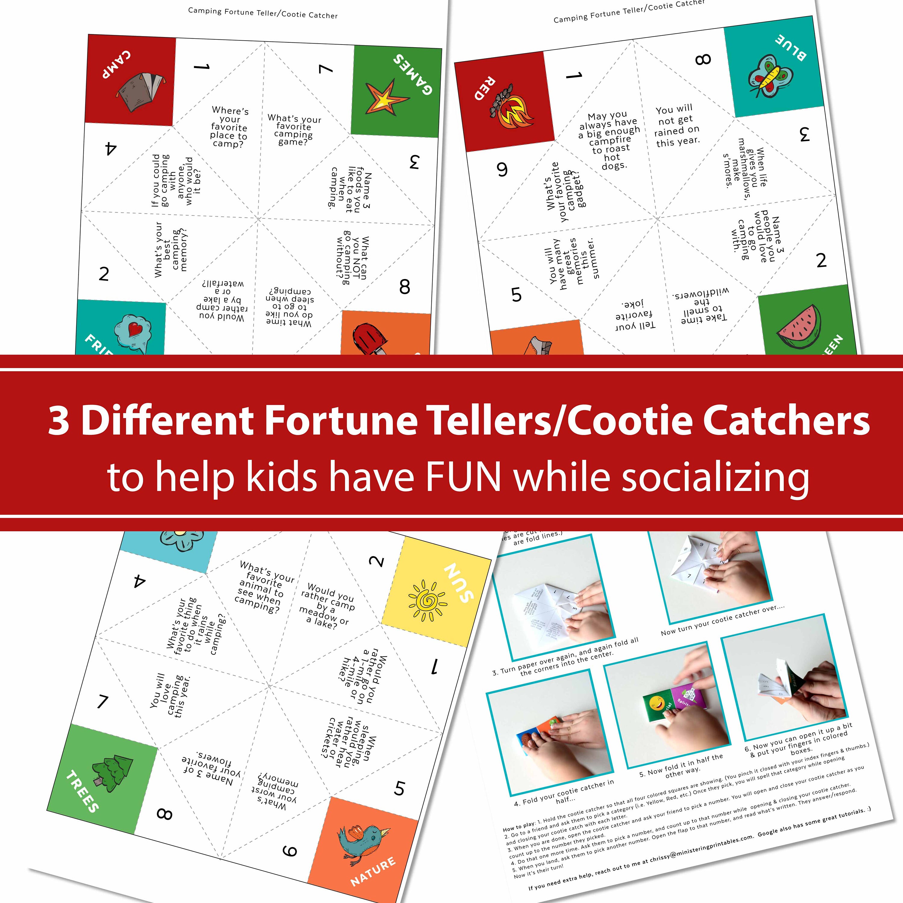 Camping Cootie Catchers/fortune Tellers Girls Camp Activity - Etsy