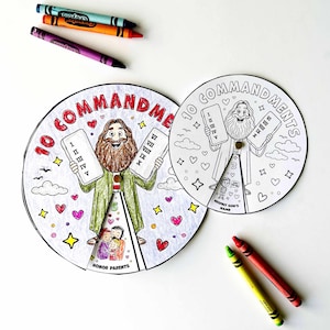 10 Commandments Coloring Wheel, Printable Bible Activity for Kids ...