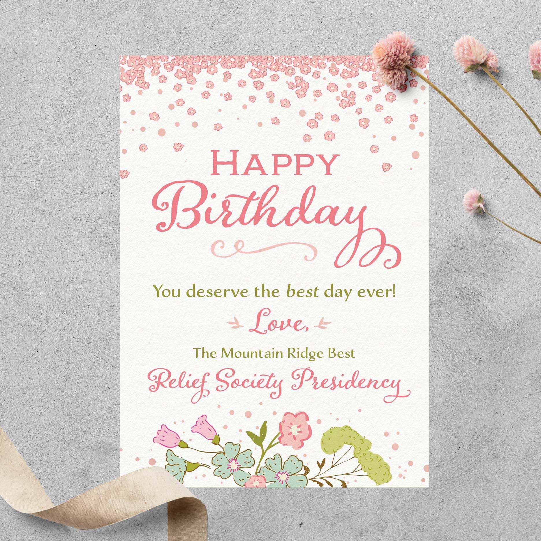 Relief Society Custom Birthday Card LDS Relief Society Card - Etsy