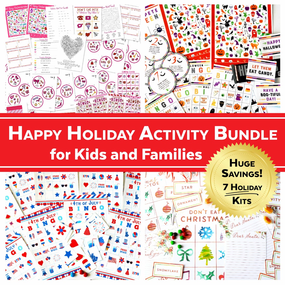 Happy Holiday Activity Bundle for Kids and Families | Holiday Game Kits ...