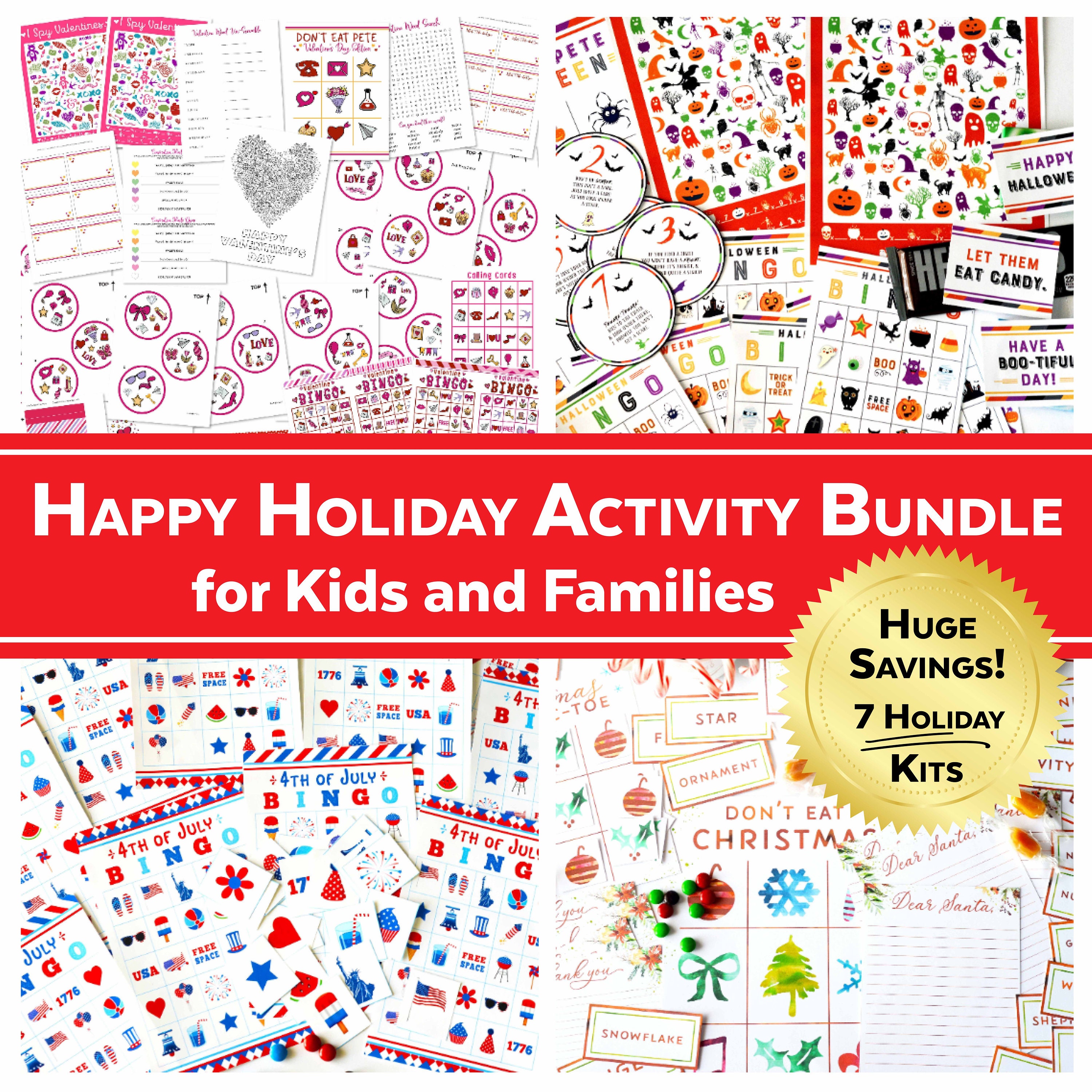 Happy Holiday Activity Bundle for Kids and Families Holiday - Etsy