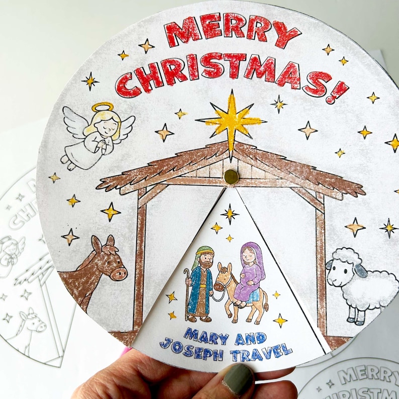 Christmas Nativity Activity Wheel, Kids Printable Craft for Bible ...