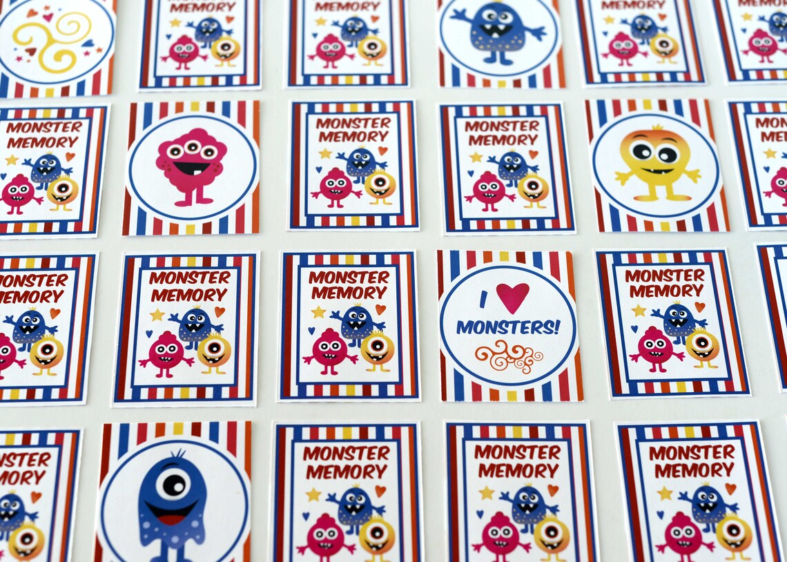 Monster Memory Printable Game Printable Download Memory - Etsy