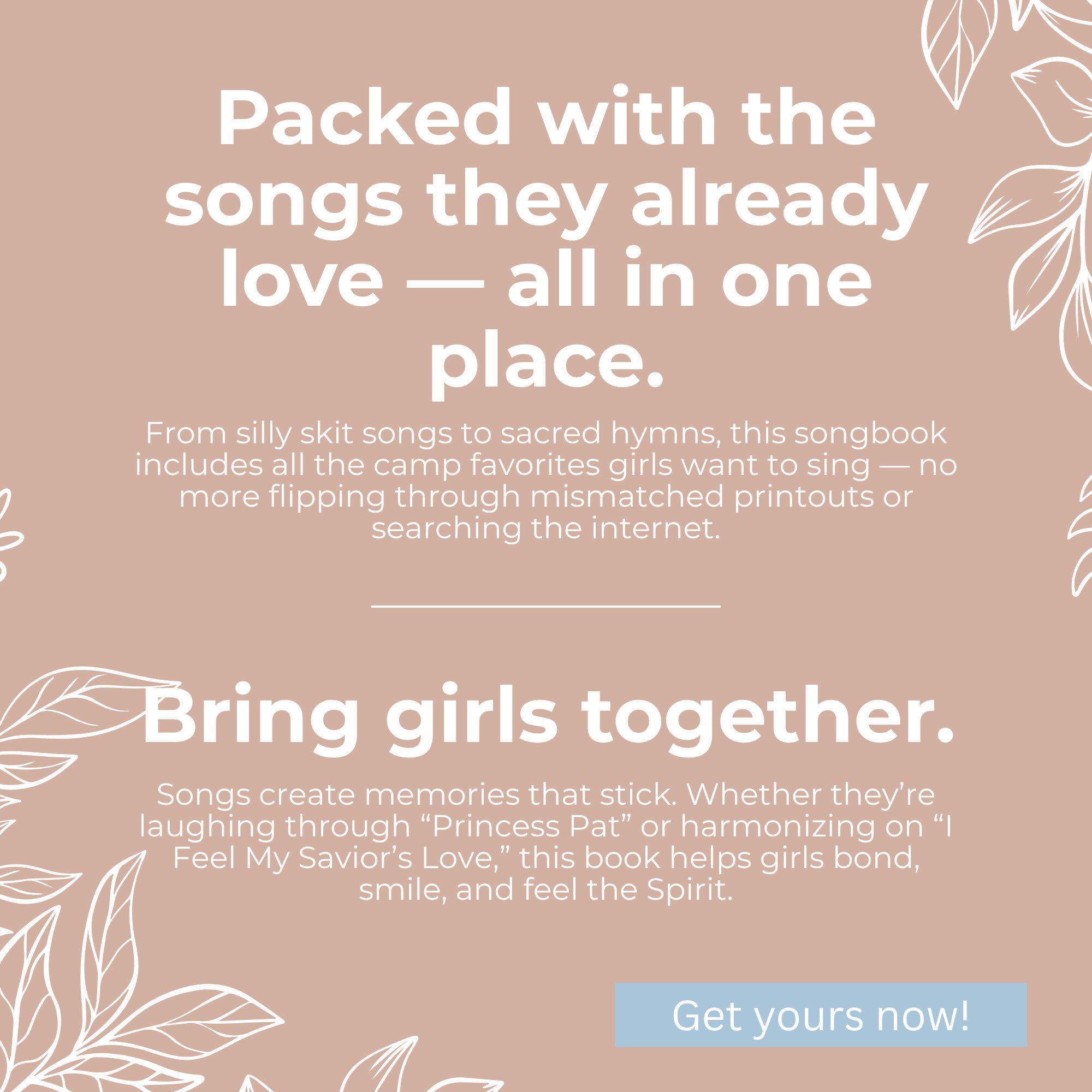LDS Girls Camp Song Book: Young Women Campfire Songs (PDF & Canva) - Etsy