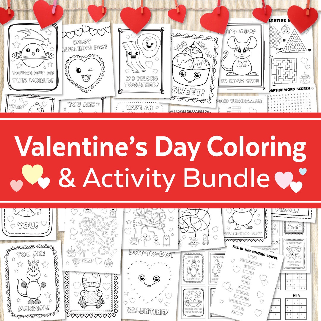 Valentine's Day Coloring and Activity Coloring Bundle | Valentines Day ...