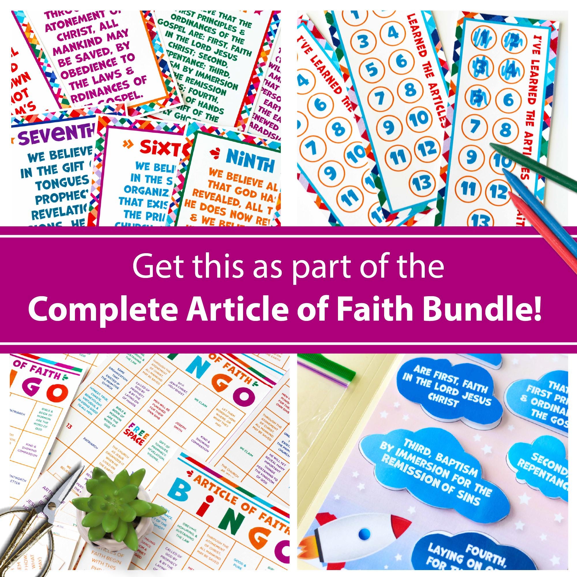 LDS Articles of Faith Bingo Game - Digital Download - Etsy