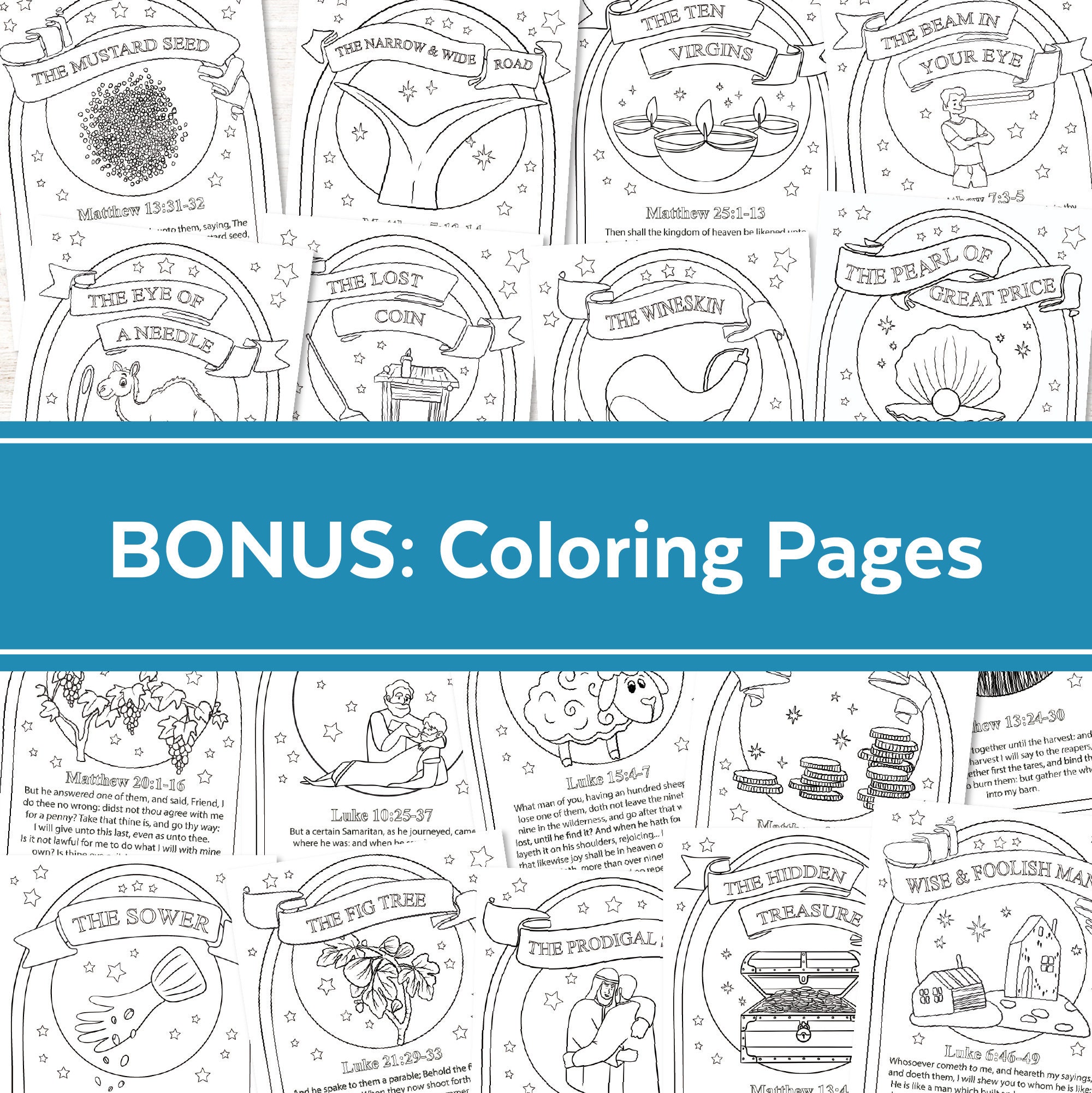 The New Testament Parables of Jesus Posters and Coloring Pages - Etsy