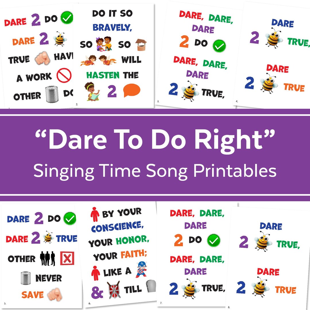 Dare to Do Right | LDS Singing Time Flipchart for Primary Come, Follow ...