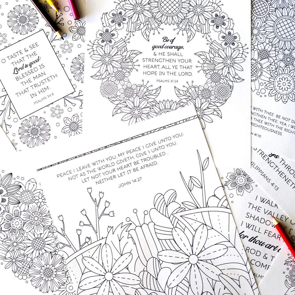 Inspirational Coloring Book Pages Bible Verse Coloring Pages - Etsy