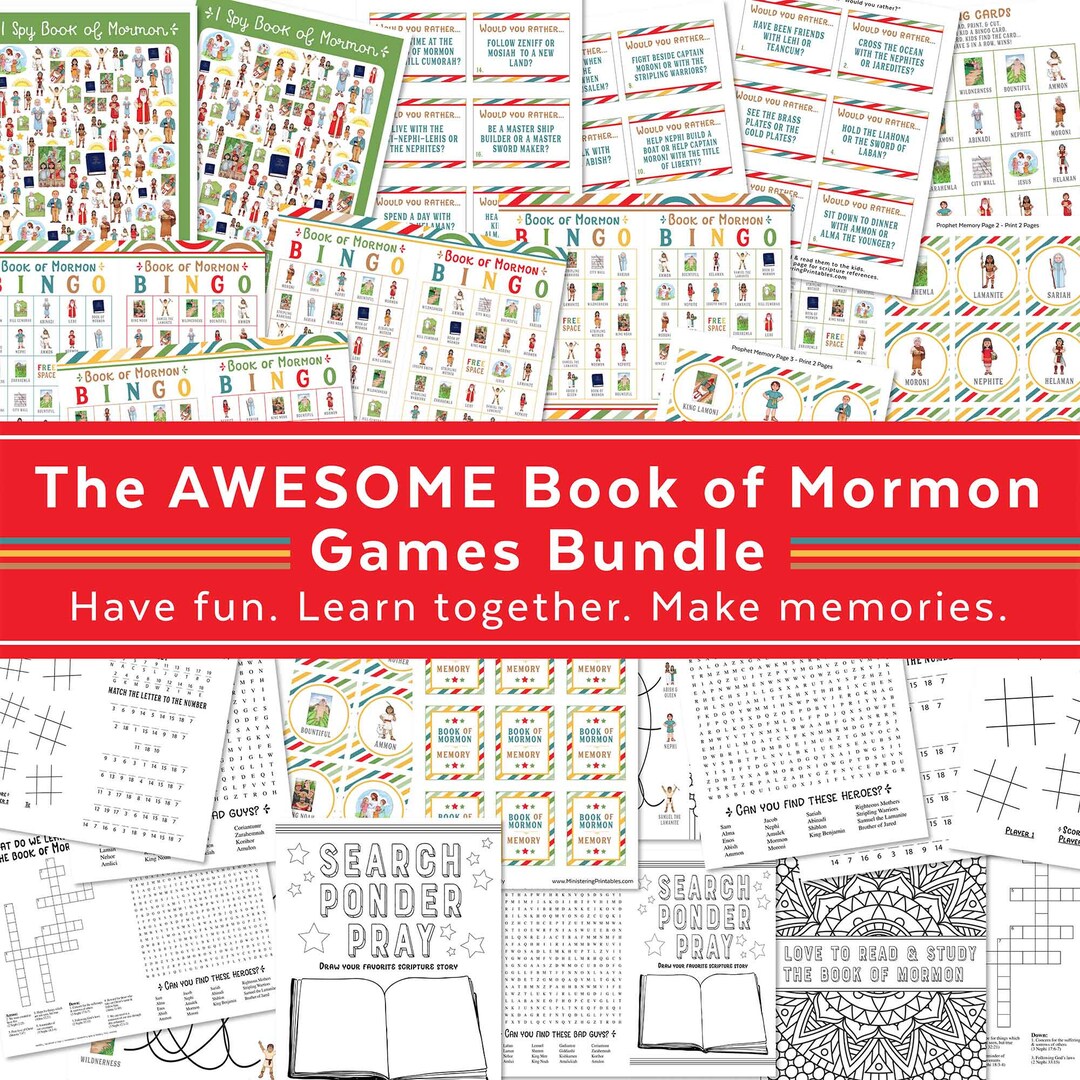 Book of Mormon Games Bundle: Bingo, I Spy, Memory (PDF) - Etsy
