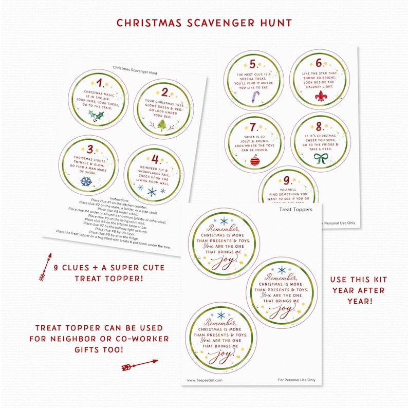 Christmas Scavenger Hunt Printable Game Holiday Activity for Kids ...