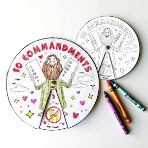 10 Commandments Coloring Wheel: Bible Activity, Sunday School (PDF ...