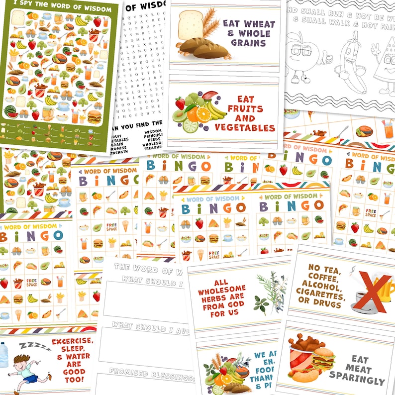 The Word of Wisdom Activities & Lesson Printable Kit - Etsy