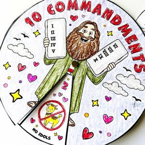 10 Commandments Coloring Wheel, Printable Bible Activity for Kids ...