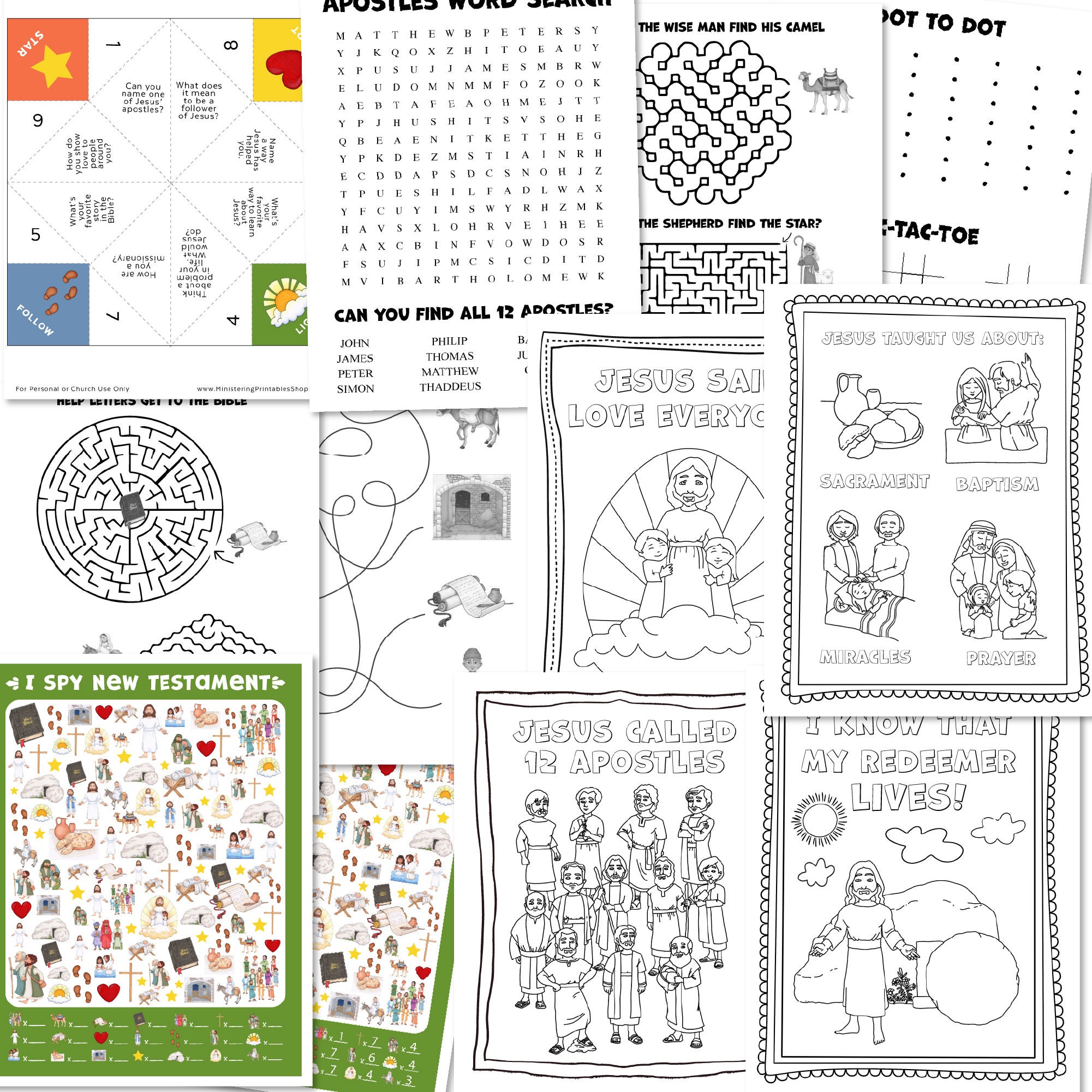 New Testament Coloring & Activity Kit for Kids - Etsy