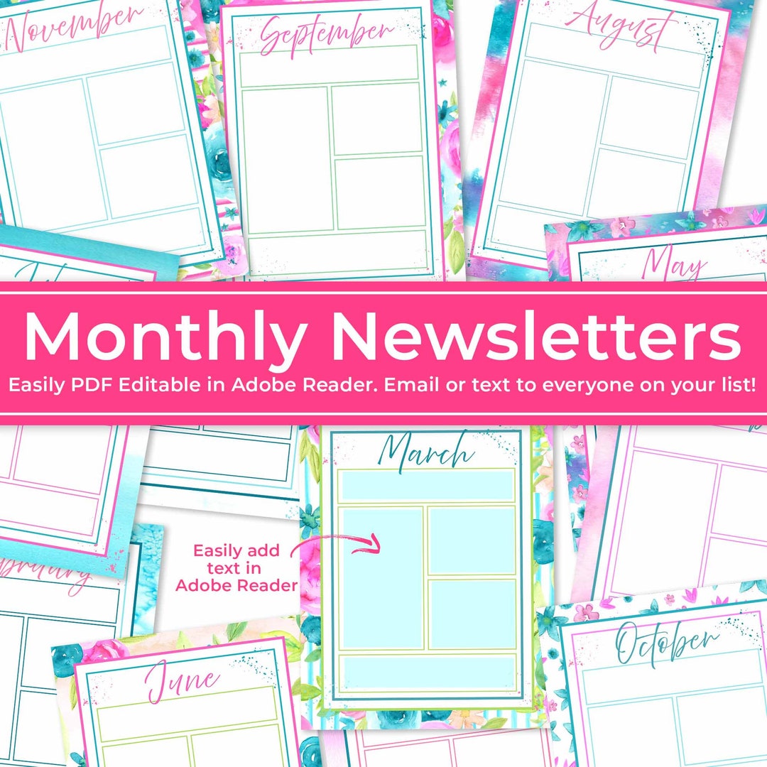 Editable Monthly Newsletter Templates: Church & Personal (editable PDF ...