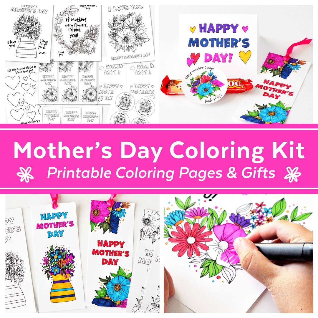 Mother's Day Coloring Pages Kit: Kids' Craft Gift (PDF/JPG) - Etsy