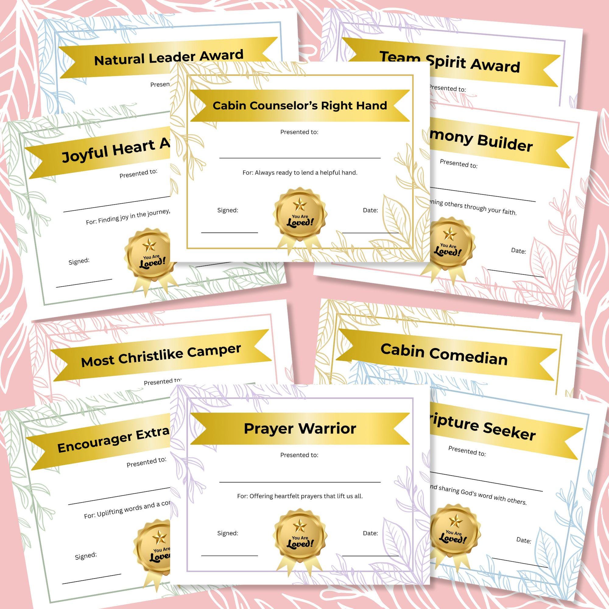 LDS Girls Camp Award Certificates: Editable Printables (digital ...