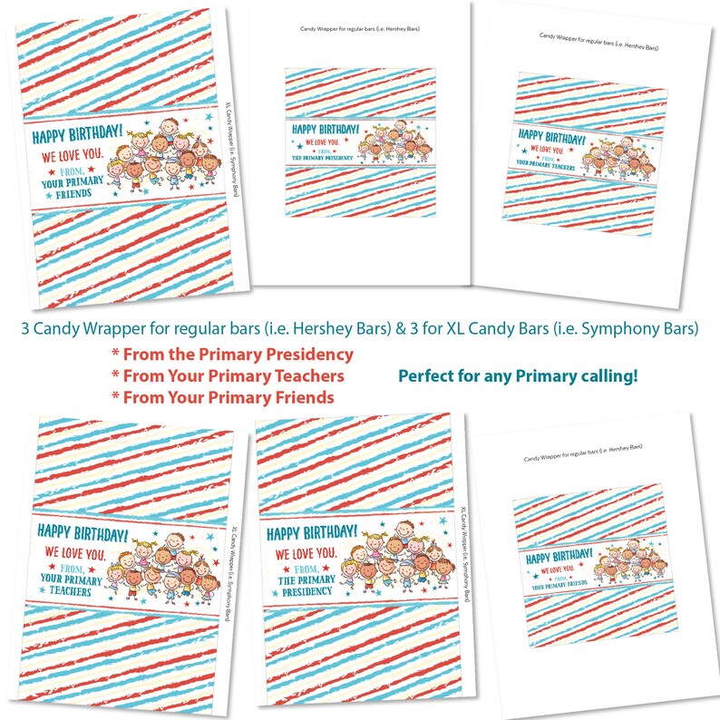 LDS Primary Birthday Chocolate Candy Bar Wrapper Primary - Etsy