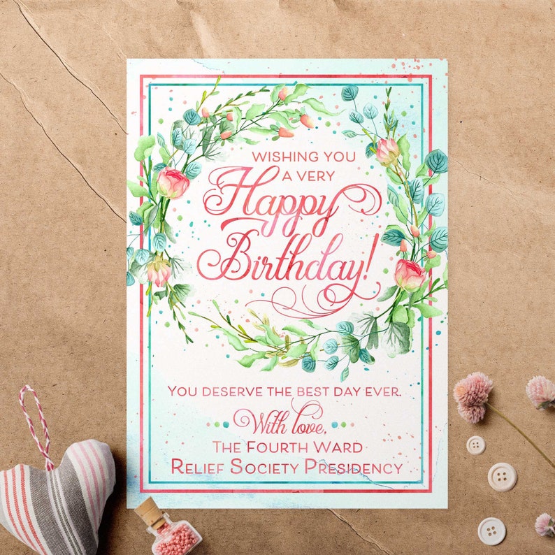 Relief Society Custom Birthday Card LDS Relief Society - Etsy