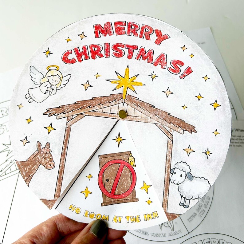 Christmas Nativity Activity Wheel, Kids Printable Craft for Bible ...