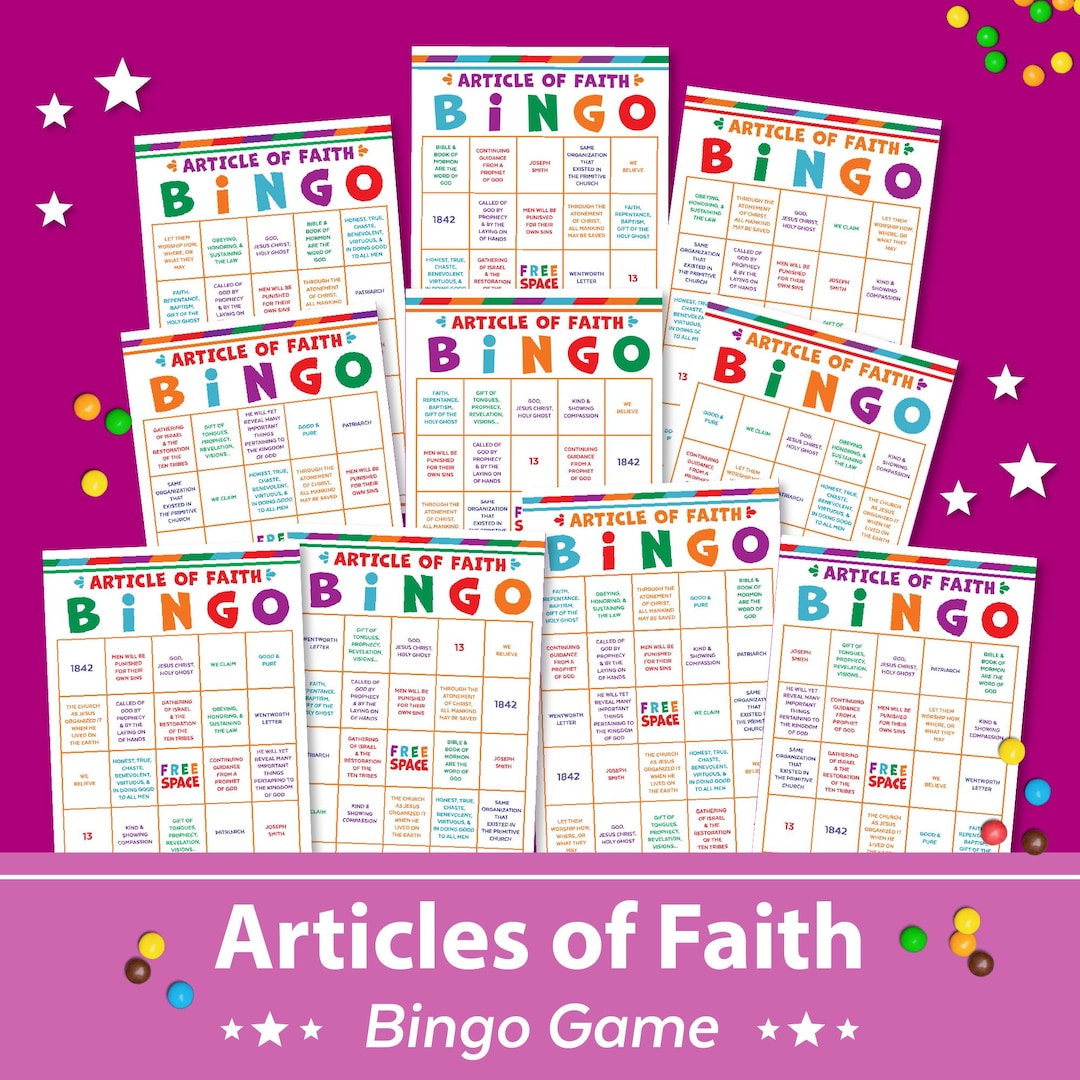 LDS Articles of Faith Bingo Game - Digital Download - Etsy