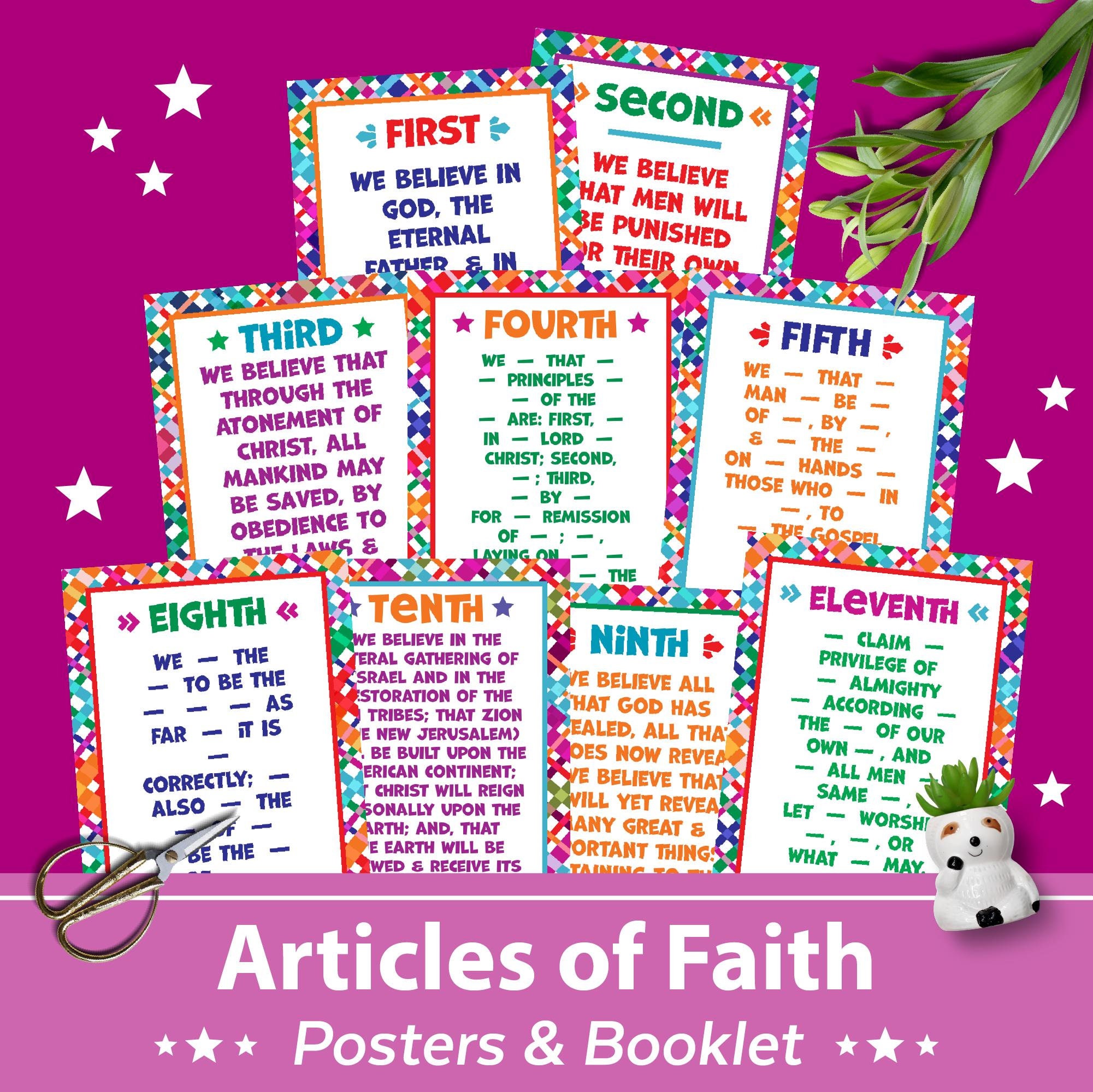 LDS Articles of Faith Posters and Booklets - Digital Download - Etsy