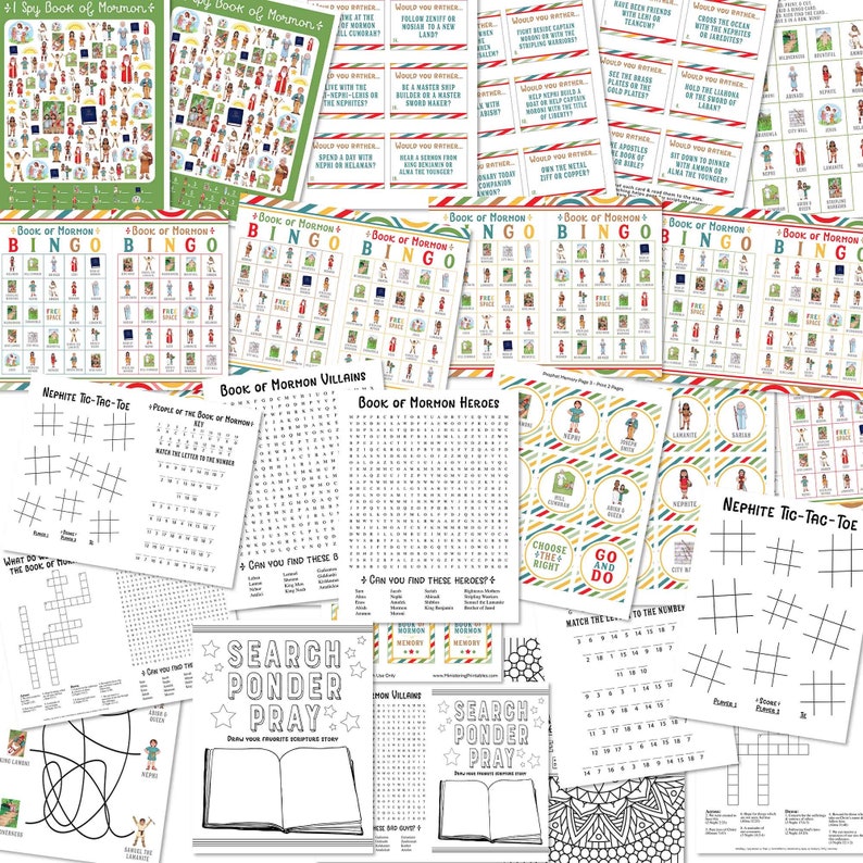 Book of Mormon Games Bundle: Bingo, I Spy, Memory (PDF) - Etsy