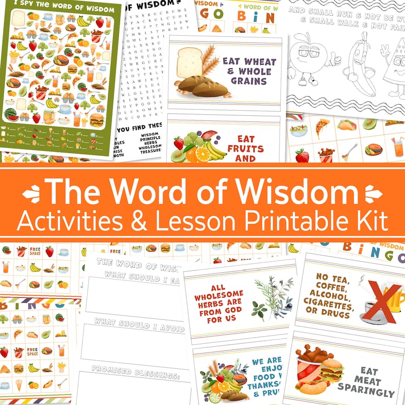 The Word of Wisdom Activities & Lesson Printable Kit - Etsy