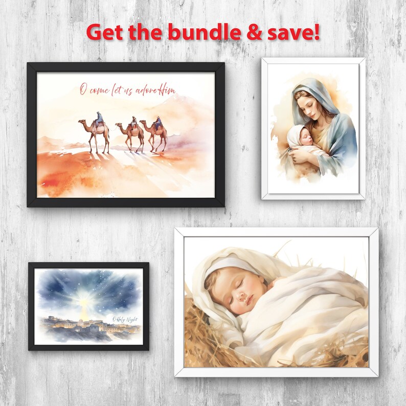 Christmas Wall Art Digital Download Baby Jesus Wall Art Nativity Scene ...
