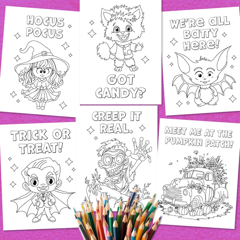 Halloween Coloring Pages: Spooky Fun (printable, PDF & JPG) - Etsy