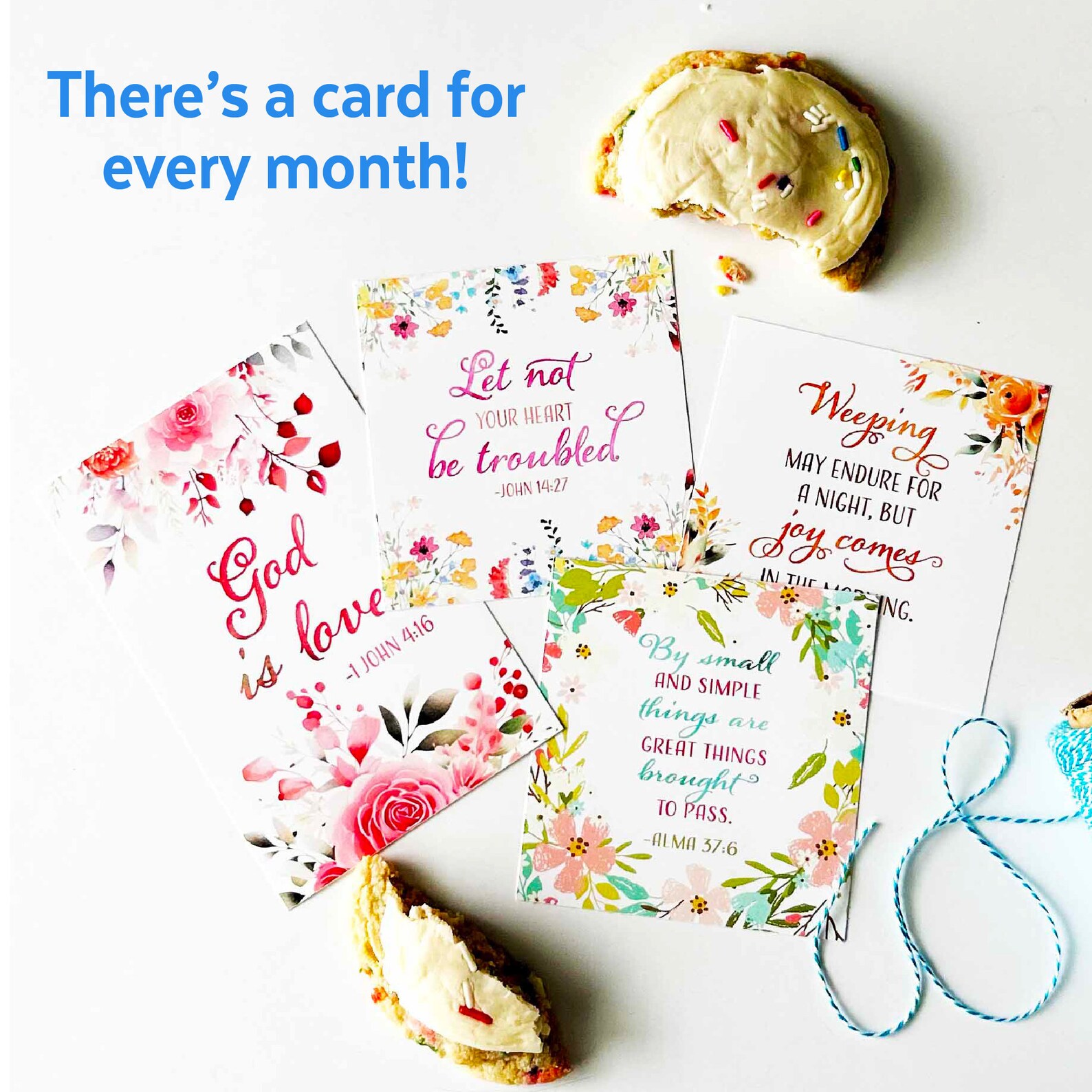 LDS Ministering Cards: Monthly Scripture Printables (JPG & PDF) - Etsy