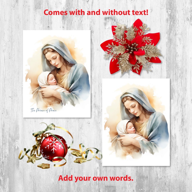 Mary and Baby Jesus Christian Art Christmas Decor Mary Mother of God ...