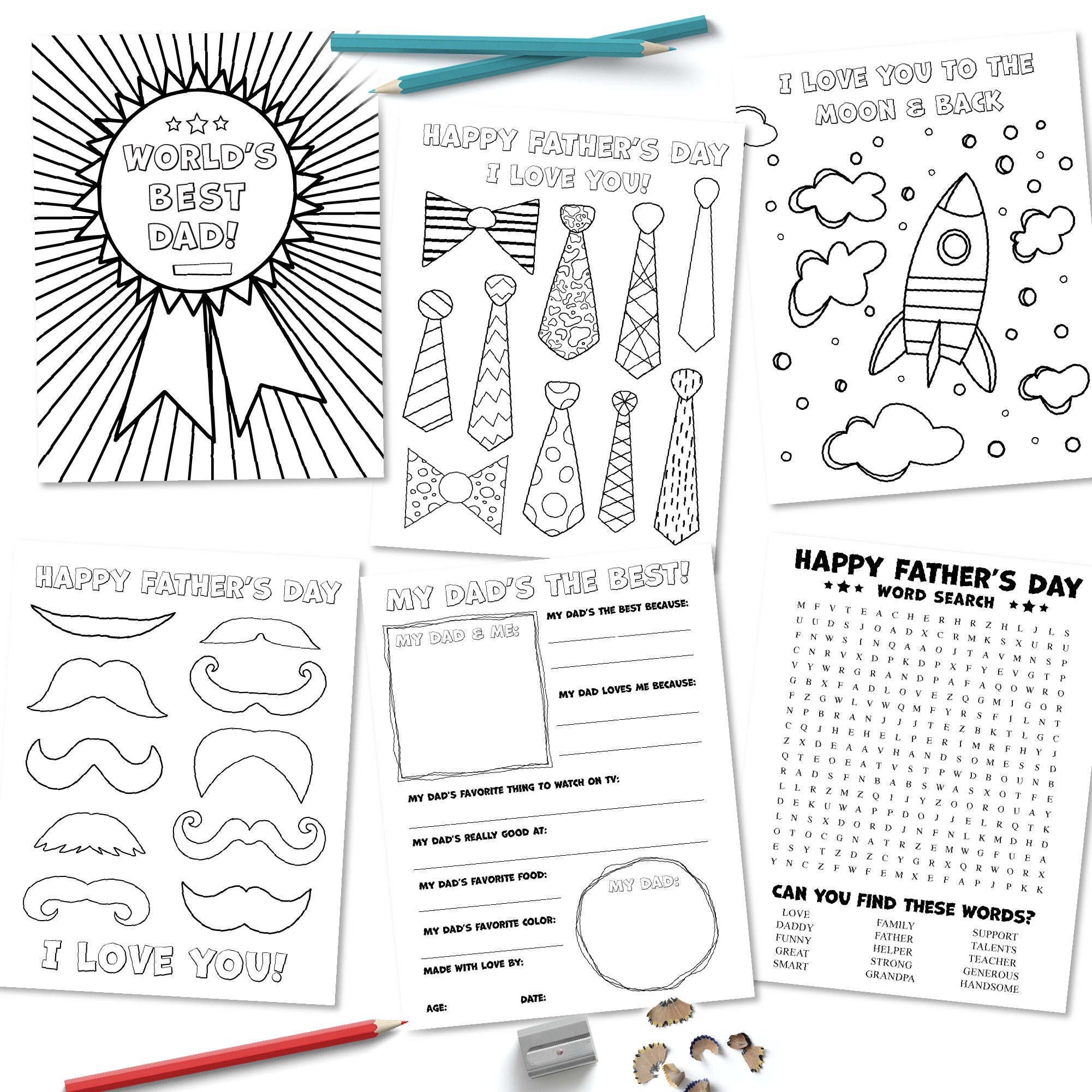 Father's Day Coloring Kit | Father's Day Kid Craft | All About Dad ...